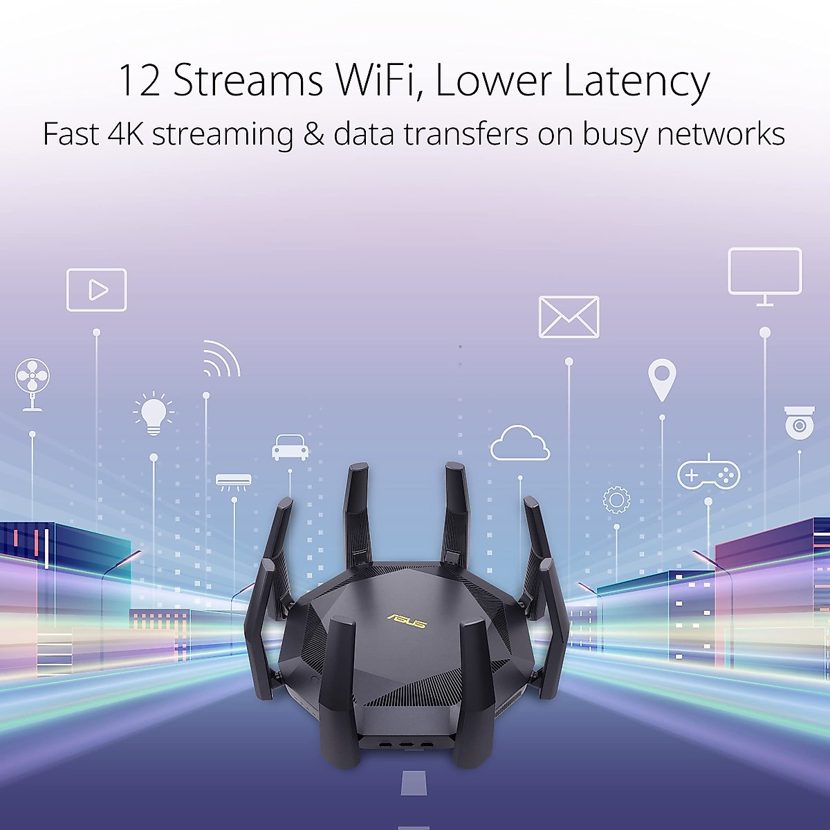 ASUS RT-AX89X (AX6000) Dual Band 12-stream WiFi 6 Extendable Router, Dual 10G Ports, Gaming Port, Mobile Game Mode, Subscription-free Network Security, Instant Guard, VPN, AiMesh Compatible