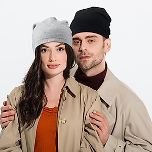 Vinsatin 2 Pcs Protection Hat Slouch Beanie for Women Men, 5G, 4G, Rf Shielding Hat, Wi-Fi Protection Skull Beanies Cap, Black, Gray