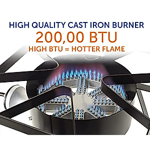 Flame King Heavy Duty 200K BTU, 0-20 PSI, Propane Gas Single Burner Bayou Cooker Outdoor Stove for Home Brewing, Turkey Fry, Maple Syrup Prep, Cajun Cooking