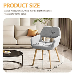YEEFY Mid Century Modern Dining Chairs Set of 2 & 4 & 6 Comfy Accent Chair Upholstered Kitchen Dining Living Room Chairs for Bedrooms Waiting Room Home Arm Desk Chair No Wheels (Gray, 2)