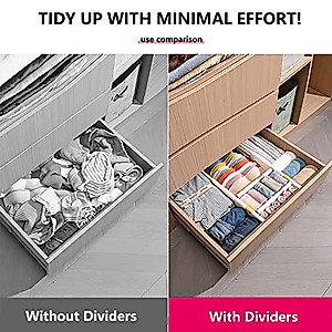 Drawer Dividers Pack of 8, Plastic Adjustable and Expandable Drawer Organizer Clothes, Deep Drawer Organizer, Works in Kitchen Utensils Organizer, Dresser Drawer Separators, 4'' High, 11-17.5'', White