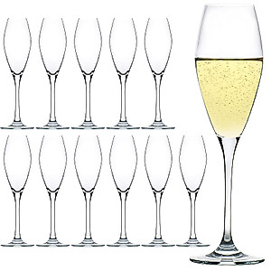 FAWLES Champagne Flutes Set of 12, Crystal Glass, 9 oz Champagne Glasses, Prosecco Sparkling Wine Glasses Set