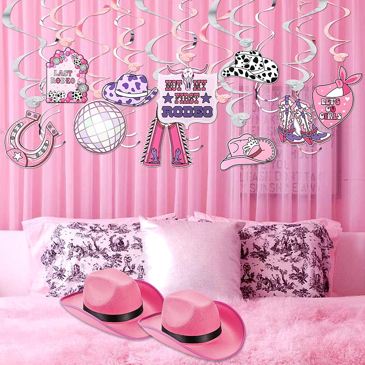 Western Cowgirl Party Hanging Decorations, Let's Go Girls Cowgirl Bachelorette Party Decorations for Western Disco Party Cowgirl Birthday Western Theme Last Rodeo Bachelorette Party Supplies