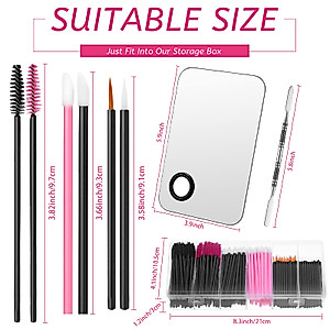 260 Pieces Disposable Makeup Tools Kit, Includes Eyeliner Brushes Mascara Wands Lipstick Applicators Plastic Storge Box Short Waterproof Cape Stainless Steel Makeup Palette and Spatula (Mixed Color)