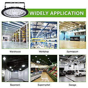 100W UFO LED High Bay Light, 10000 LM Factory Warehouse Industrial Lighting, 6000-6500K Shop Warehouse LED Lights, IP54 Waterproof, Commercial LED Bay Lighting for Garage Factory Workshop Gym（5 Pack）