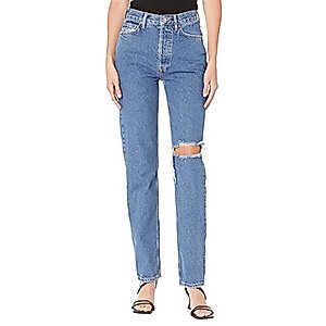 Free People We The Free Lasso Jeans for Women - Pull on Construction with Zip Fly and Button Closure, Casual and Comfy JeansSapphire 31 31.5