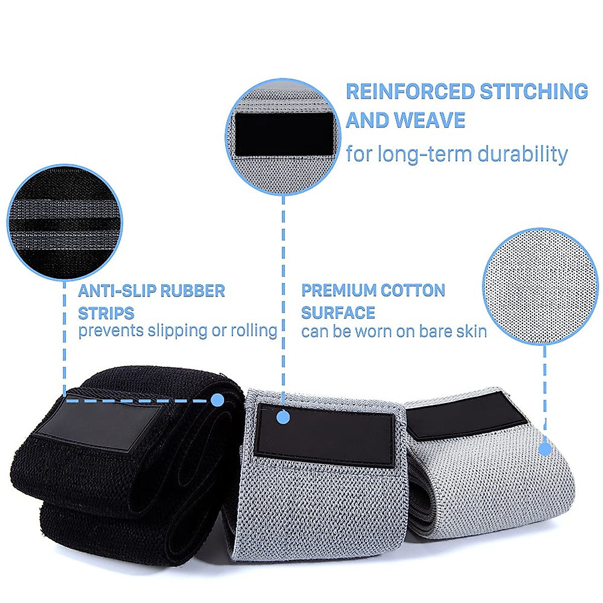 Uten Resistance Bands for Women and Man, Non-Slip Booty Bands for Legs and Butt, 3 Levels Workout Bands Exercise Bands Glute Bands Elastic Bands for Home Fitness, Yoga, Pilates, Gym