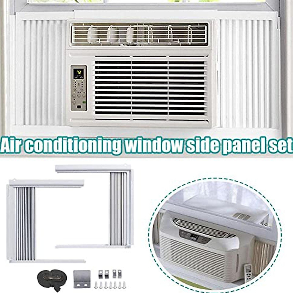 Window AC Insulation Panels - Windproof Air Conditioner Window Blocker, Energy Saving AC Side Panels | Energy Saving AC Side Draft Blockers, AC Insulation Panels for Preventing Heat Noise Sun Block