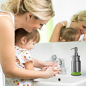 Gaussra 16 Oz Soap Dispenser with Coaster, Dish Soap Dispenser for Kitchen, Hand Soap Dispenser for Bathroom, Stainless Steel Kitchen Soap Dispenser