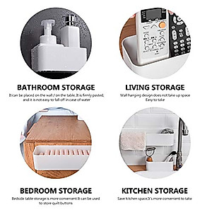 3Pcs Wall Mounted Remote Control Holder Floating Organizer Stick On Wall Shelf Non-Drilling Bathroom Storage Brackets Ledge Shelf