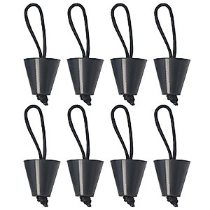 NovelBee 8 Piece of Universal Kayak Scupper Plug with Lanyard Fits 3/4" to 1.5" scuppers or scupper Holes,Color:Black
