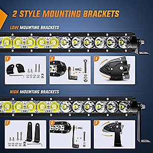 Nilight - 40005C-A 31inch 150W Spot & Flood Combo Single Row 14500LM Off Road LED Fog & Driving Roof Bumper Light Bars for Jeep Ford Trucks Boat, 2 Years Warranty