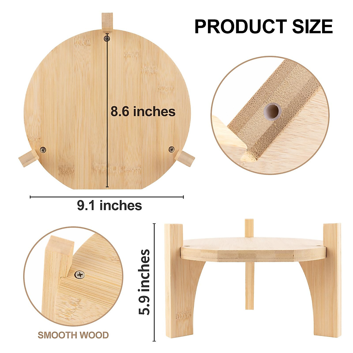 Ruizhihu Beverage Dispenser Stand Round Glass 𝗪𝗮𝘁𝗲𝗿 𝗗𝗶𝘀𝗽𝗲𝗻𝘀𝗲𝗿 𝗦𝘁𝗮𝗻𝗱 Bamboo Wood Drink Dispenser Stand Fits 6-8 Inches Diameter of Drink Stand Beverage Dispenser Stand Only