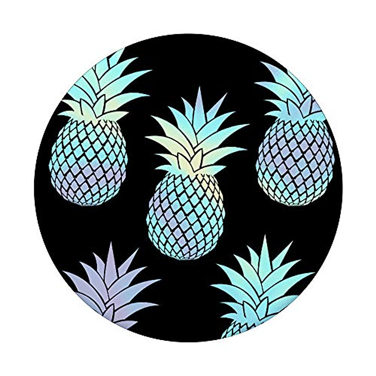 Rainbow Pineapple Pattern Black PopSockets Swappable PopGrip