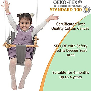 Mass Lumber Canvas Baby Swing Seat with Safety Belt, Ceiling Hardwares, Storage Bag – Toddler Swings for Outside Baby Swing Outdoor Infant Swing Outdoor Baby Swings for Infants Outdoor Toddler Swing