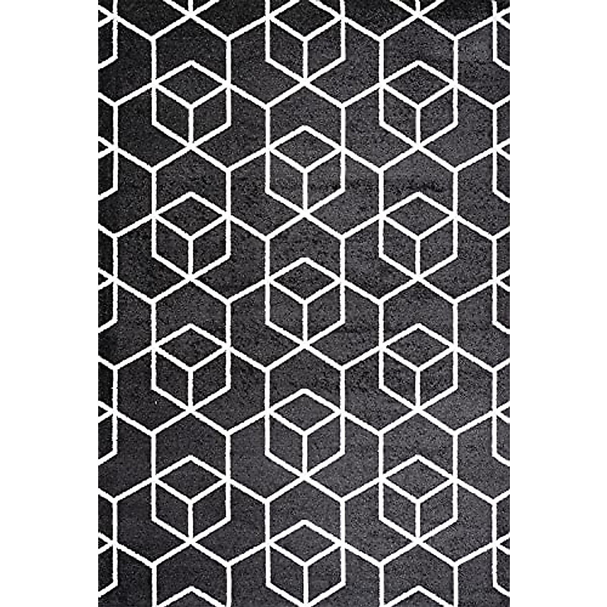 JONATHAN Y SEU101A-8 Tumbling Blocks Modern Geometric Indoor Area-Rug Contemporary Casual Easy-Cleaning Bedroom Kitchen Living Room Non Shedding, 8 X 10, Black/White