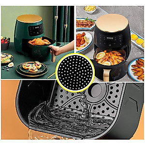 PINEPOEM Air Fryer Liners Reusable Silicone, Bamboo Steamer Liner, Perforated Liner for Air Fryer