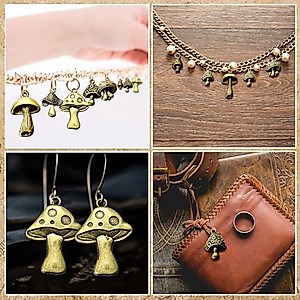 Huquary 140 Pcs Mushrooms Charms Bulk Alloy Mushroom Charms Pendants Antique Style Plant Small Cute Jewelry Findings for DIY Necklace Earrings Bracelet Making Craft Supplies(Bronze)