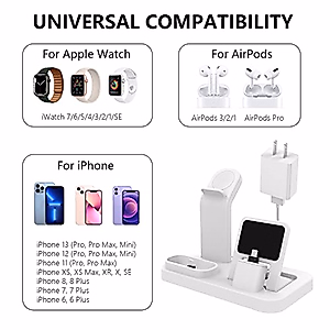 Tiitarn 3 in 1 Charging Station for iPhone AirPods Apple Watch Charger Stand Dock for Multiple Devices Compatible with iWatch SE/7/6/5/4/3/2/1 iPhone Series AirPods