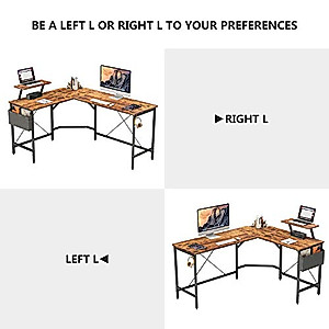 Cubiker Modern L-Shaped Computer Office Desk, Corner Gaming Desk with Monitor Stand, Home Office Study Writing Table Workstation for Small Spaces