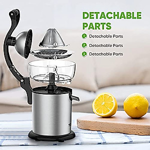 ASLATT Citrus Juicer Electric, Stainless Steel Orange Juicer Squeezer Juice Maker for Lime Grapefruit Lemon，Orange Juicer Machine, Detachable Design, Easy Clean