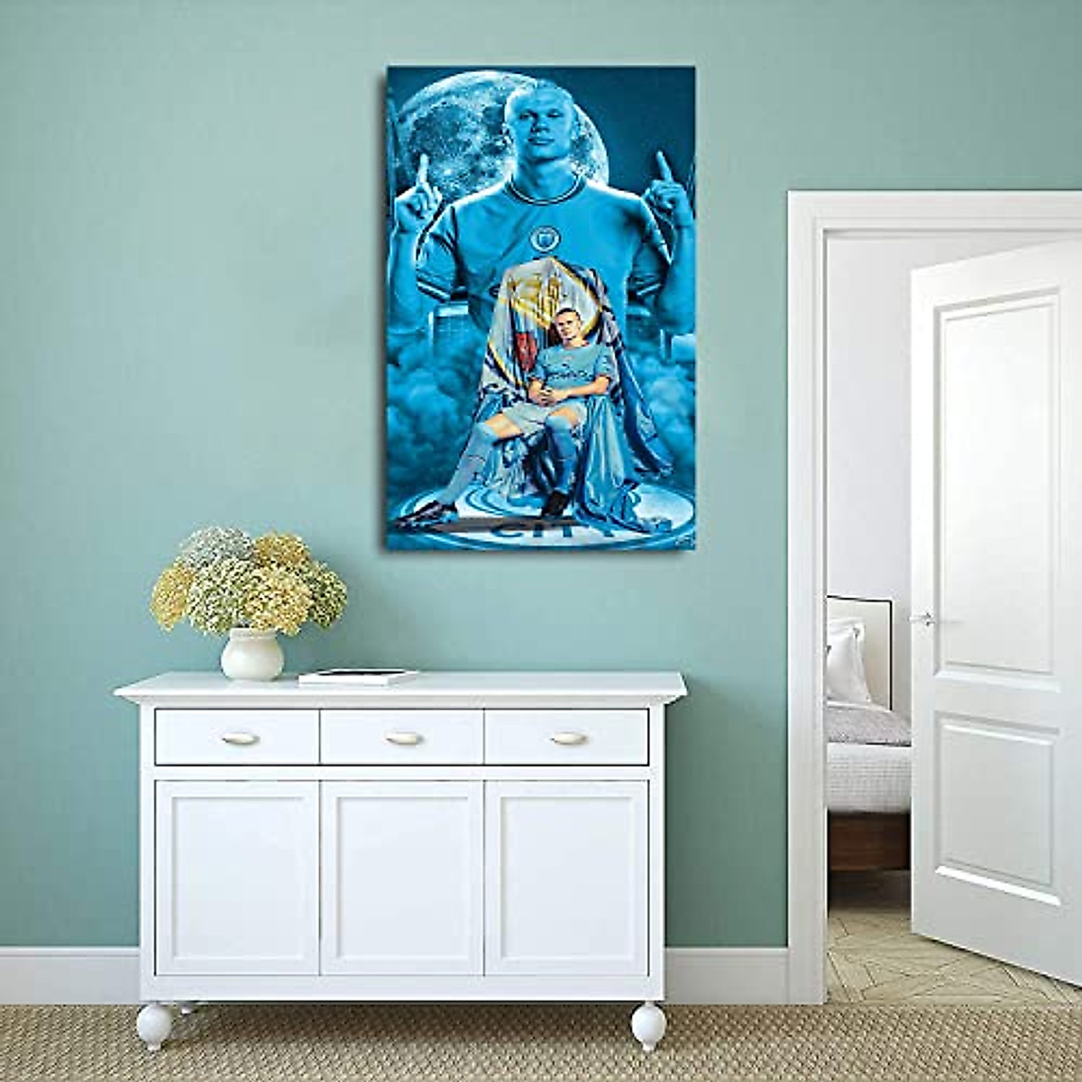 Erling Haaland Poster Wall Art Prints,Norwegian Football Star Sporter Poster,Erling Haaland Cool Soccer Canvas Wall Art Poster for Bedroom and Living Room and Office Decor,A Unique Gifts for Football Fans Teens Boys,Set of 1(Unframed,16”X24”inches)