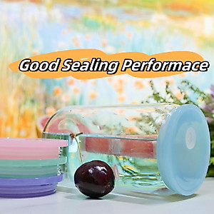 TERESRY 4 Pack Acrylic Lids for Glass Cups with Bamboo Lids and Straws, 2.75 inch/70 mm Acrylic Lids for 16 OZ Beer Can Cups with Wooden Lids, Replacement Canning Lids for 20 OZ Glass Cups