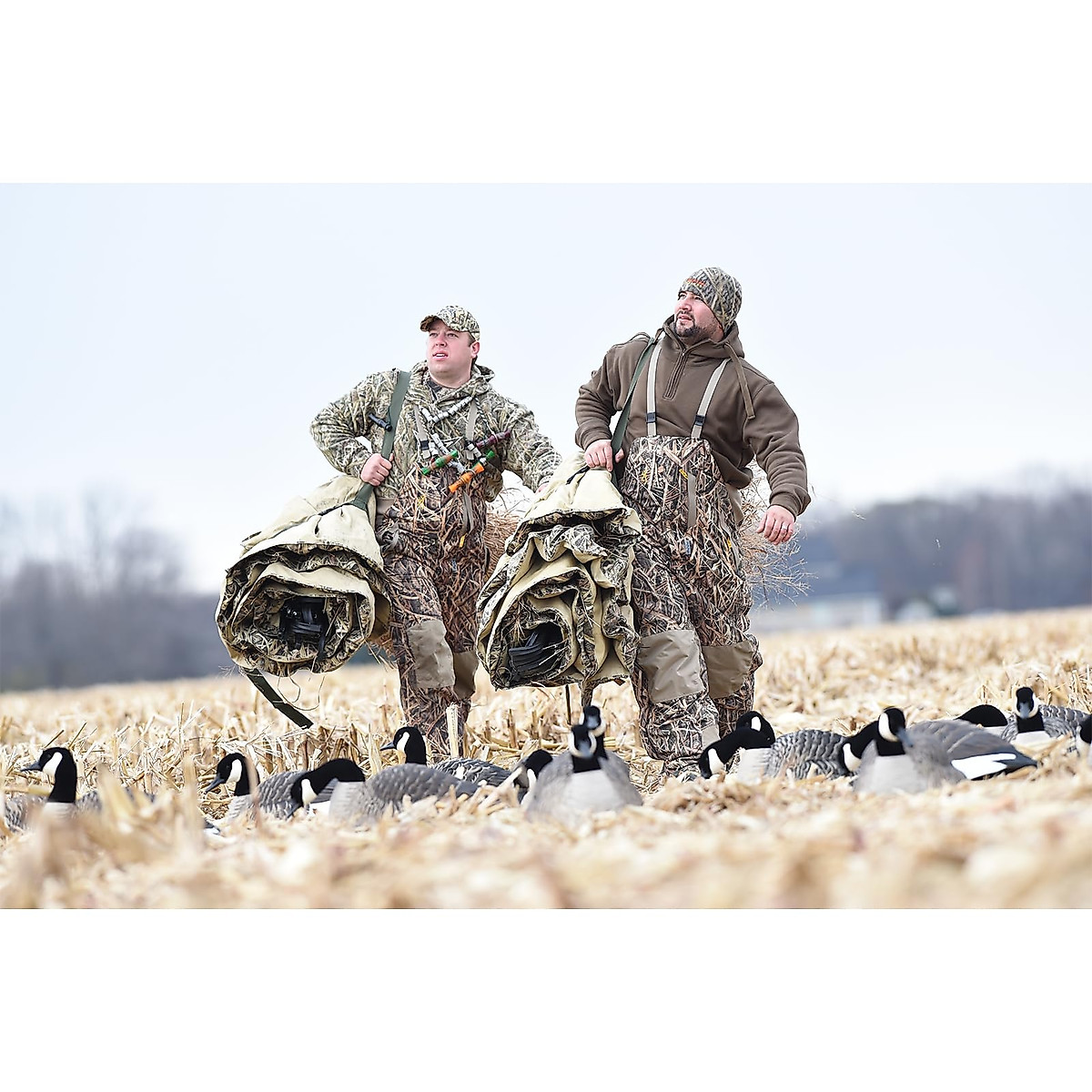 Avian-X A-Frame Lightweight Durable Collapsible Hunting Ground Blind with Grass Straps & Pockets, 4 Adjustable Gun Clips & Carry Straps - 4 Hunters Concealment - Mossy Oak Shadow Grass Blades Shell