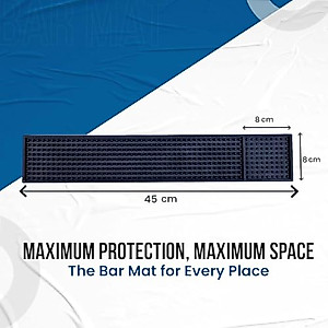 ProTensils 18" x 3" Rail Bar Mat 3Pcs - Flat Packed - Rubber Bar Service Spill Mats for Counter-Top - Black Bar Mats - Home Bar Mat