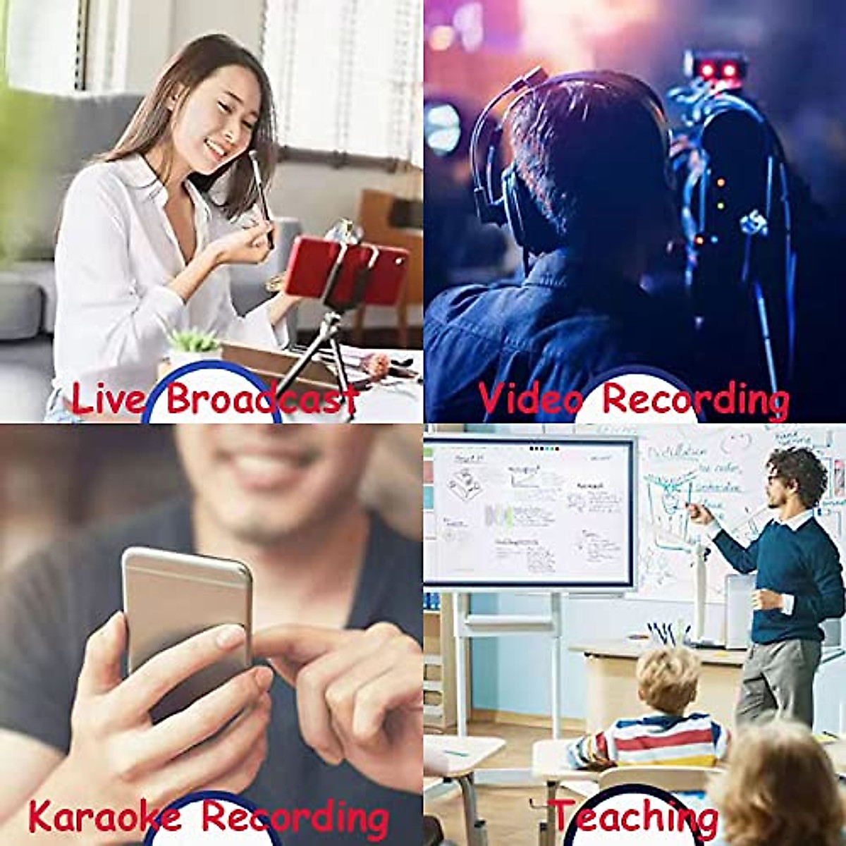 Futoice K35 Wireless Lavalier Microphone - Intelligent Noise Reduction Black Small Microphone with USB Cable for Video Vlog Podcast Outdoor Live Broadcast Interview Radio (Two Microphones & Receiver)