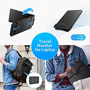 BOSII Laptop Screen Extender Portable - 14 Inch Triple IPS FHD 1080P HDMI/USB-A/Type-C Extended Monitor for Laptops (Maximum Length: 15.74") Compatible with Windows Mac Travel Gaming Work