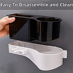 DREAMBOAT Hair Tool Organizer Wall Mount No Drilling Wall Mount Hair Dryer Holder Acrylic,Hair Organizer Storage Comb Bathroom Organizer Black