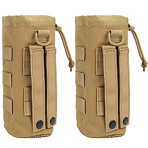 LOOGU Sports Water Bottle Pouch Bag, Molle Water Bottle Holder with Drawstring Open Top & Mesh Bottom, Travel Mesh Water Bottle Bag Tactical Hydration Carrier