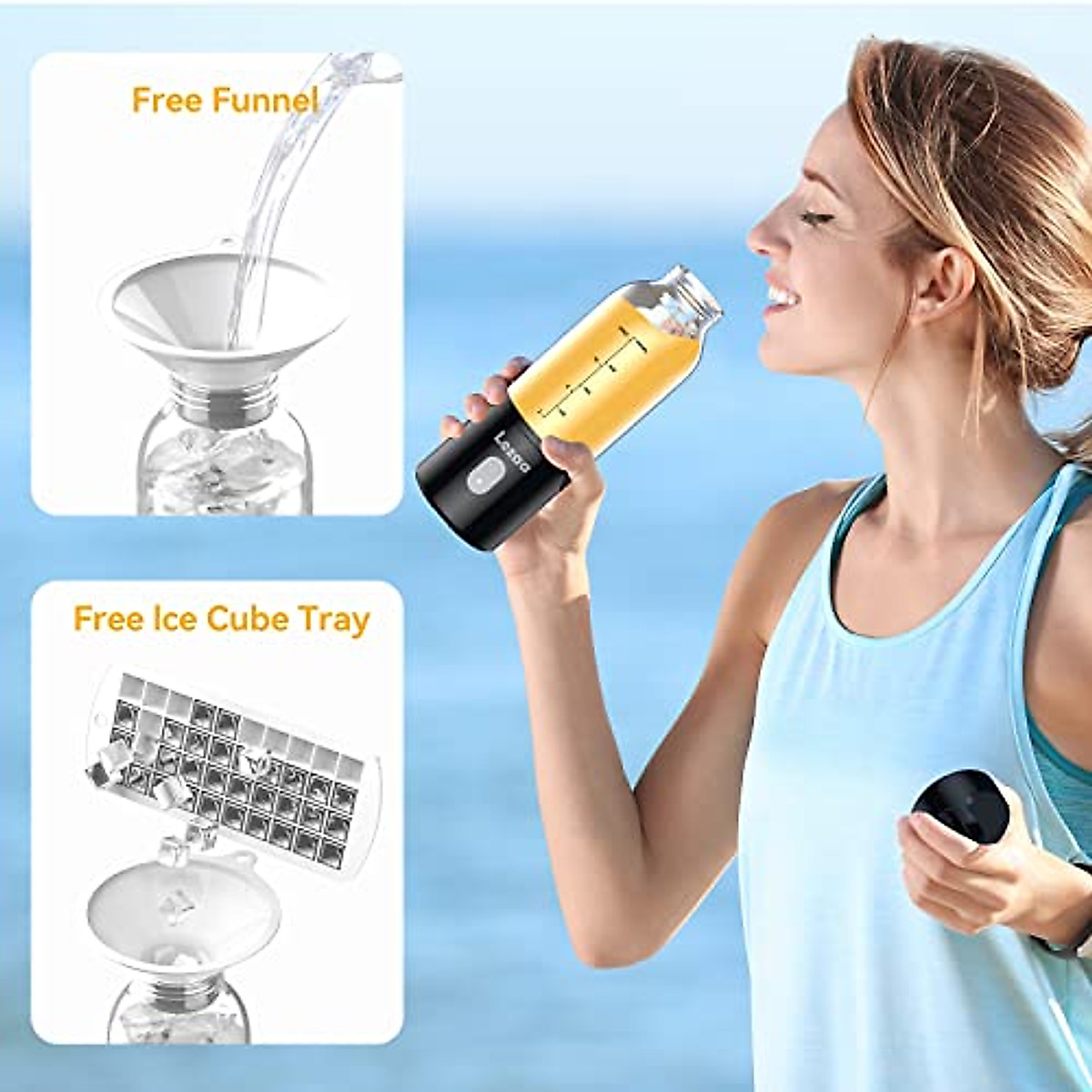 Portable Blender, Blender for Shakes and Smoothies, Personal Blender, USB Rechargeable 14 Oz Mini Blender With for Traveling, Outdoor, Gym, Office(Black)