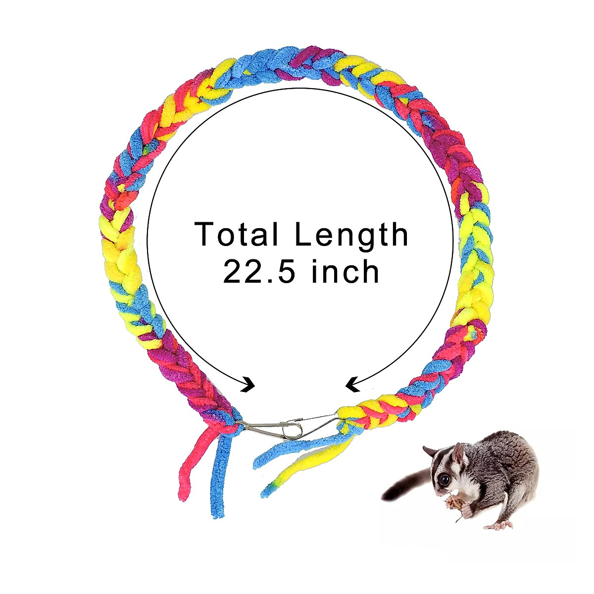WishLotus Sugar Glider Toys, 3Pcs Multicolored Braided Ropes Small Animal Toys Colorful Climbing Rope for Parrot, Sugar Gliders, Hamster, Guinea Pig, Squirrel, Ferret, Squirrel (3pcs)