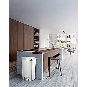 DCLINA Better Homes & Gardens 11.9 gal Plastic Rectangular Kitchen Step Garbage Can, Gray (White)