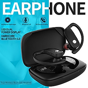 FK Trading Wireless Earbuds for iPad Pro 12.9 (2022) Bluetooth Headphones 48hrs Play Back Sport Earphones with LED Display Over-Ear Buds with Earhooks Built-in Mic