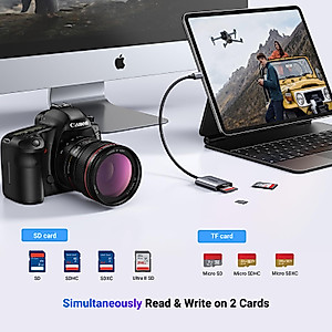 UGREEN USB C SD Card Reader, 2-in-1 Micro SD Memory Card Reader for TF SD Micro SD SDXC SDHC, USB SD Card Reader Type C Compatible with iPhone 16 15, Samsung Galaxy, MacBook, iPad, Trail Game Camera