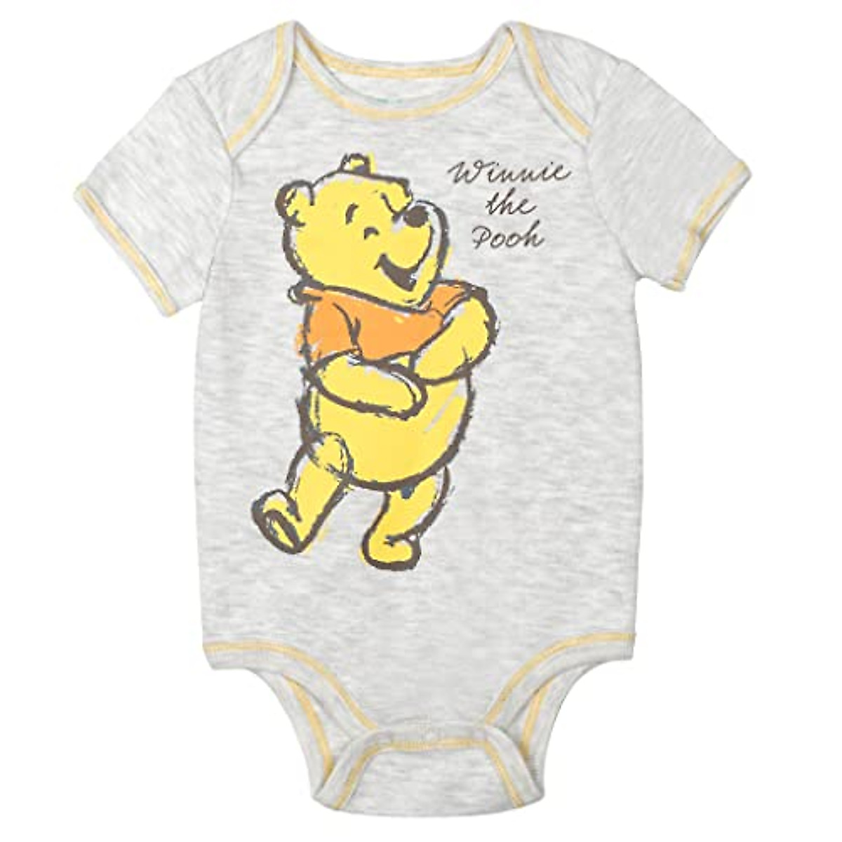 Disney Winnie The Pooh Baby Boys Girls Layette Set: Bodysuit Pants Bib Hat 0-3 Months Yellow
