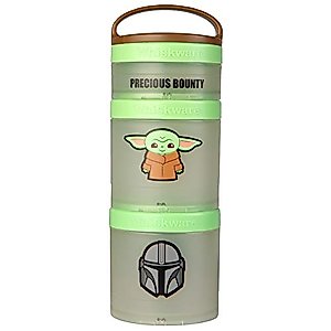 Whiskware Star Wars Stackable Snack Containers for Kids and Toddlers, 3 Stackable Snack Cups for School and Travel, Baby Yoda Grogu and the Mandalorian Helmet