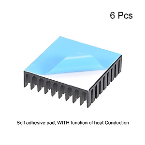 uxcell 10x35x35mm Black Aluminum Heatsink Thermal Adhesive Pad Cooler for Cooling 3D Printers 6Pcs