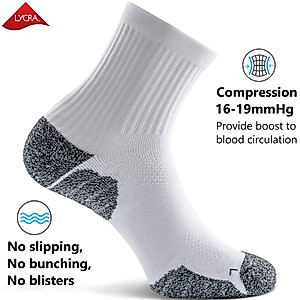 CWVLC Unisex Cushioned Compression Sport Quarter Socks, 4-pairs White, XL