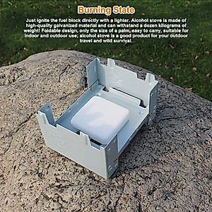 Folding Stove, 95 x 75mm Solid Fuel Camping Portable Stove for Outdoor Cooking Backpacking Emergency Stove For Indoor Use Fuel Tablets Wood Burning Camp Stove