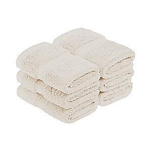 SUPERIOR Solid Egyptian Cotton Face Towel Set, 13" x 13", Cream, 6-Pieces