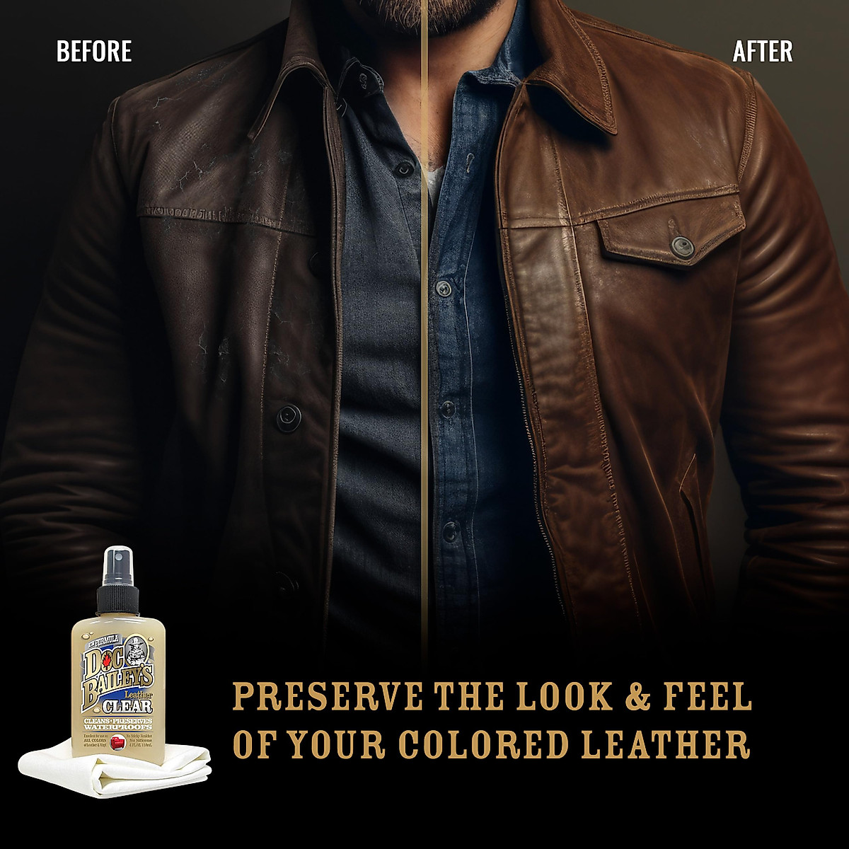 Doc Baileys Black & Colored Leather Cleaner and Conditioner Bundle for Bags, Boots, Saddles & Car Interior - 4oz, 2 Packs