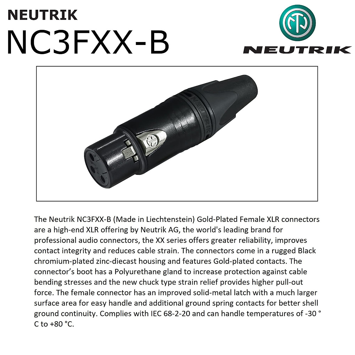 WORLDS BEST CABLES 0.5 Foot – Quad Balanced Microphone Cable Custom Made Using Mogami 2534 Wire and Neutrik NC3MXX-B Male & NC3FXX-B Female XLR Plugs.