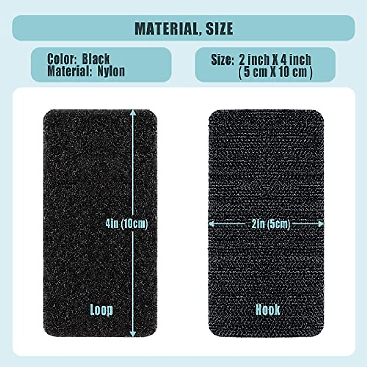 16 Sets 2x4 inch Strips with Adhesive,Heavy Duty Hook and Loop Tape,Carpet Tape,Rug Tape,Strength Backing,Fixing Installing Tape,Wall Hanging No Perforation,Fabric,Couch,Industrial,Office,Household