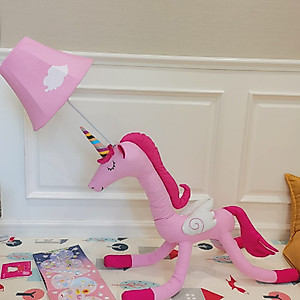 Floor Lamp by Cozylight, Pink Unicorn Design 51inch Tall Standing Lamp for Girl’s Bedroom, Hand-Stitched Toy Lamp Decorate Living Room, with an E26 LED Bulb