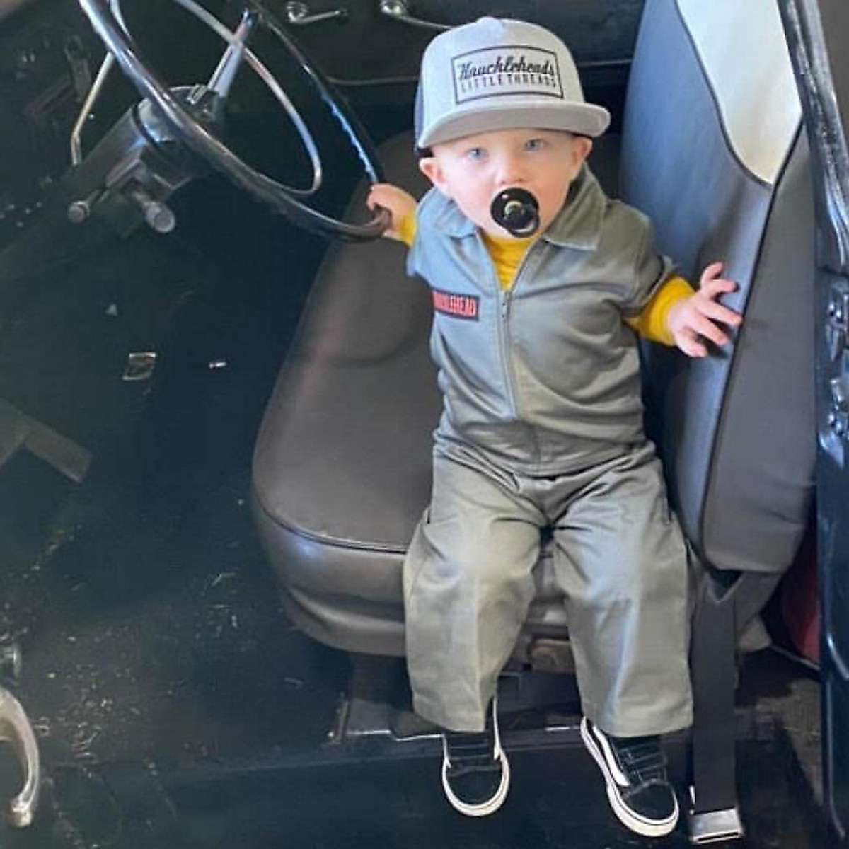 Knuckleheads Little Threads Infant- Newborn Photography Outfits Boy- Snapbacks Sun Hat Flat Bill Summer Beach Trucker Youth Fun Cute Fitted Gorras Baseball Mesh Cap (S 12-24 Months, Henry)