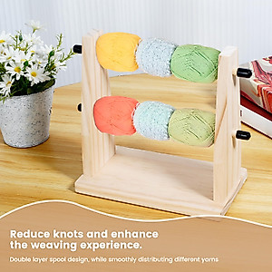 Yarn Holder Dispenser for Crocheting, Crochet Yarn Holder, Double Yarn Ball Holder, Twizzter Portable Yarn Holder, Yarn Holder Stand Wooden Yarn Dispenser for Crocheting Knitting DIY Craft